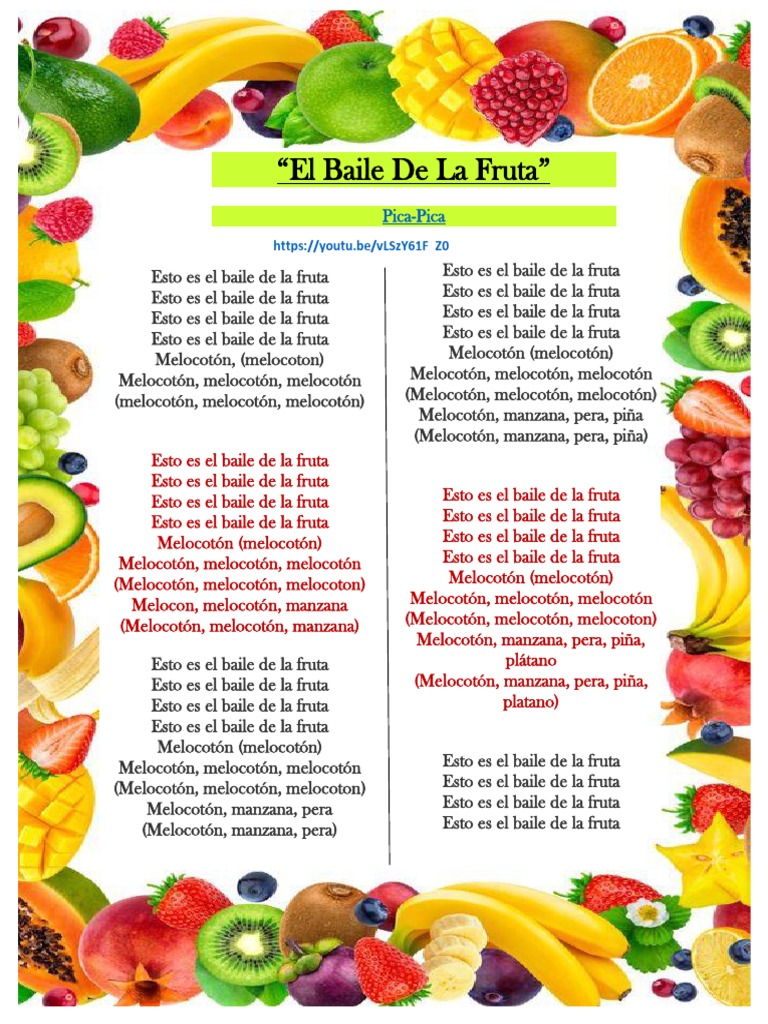 El Baile de la Fruta: Letras y Rimas | PDF | Agricultura | Cultivos