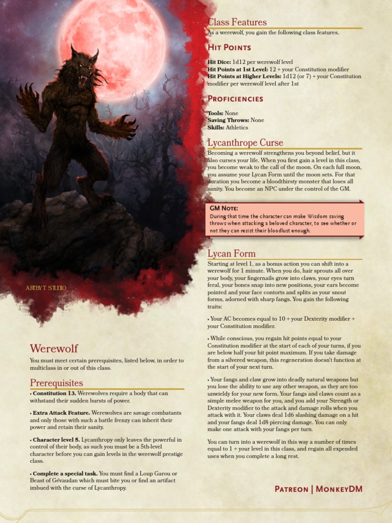Werewolf Prestige Class | Download Free PDF | Werewolves