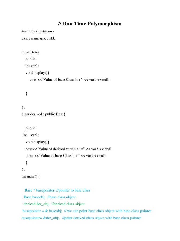Run Time Polymorphism Pdf 