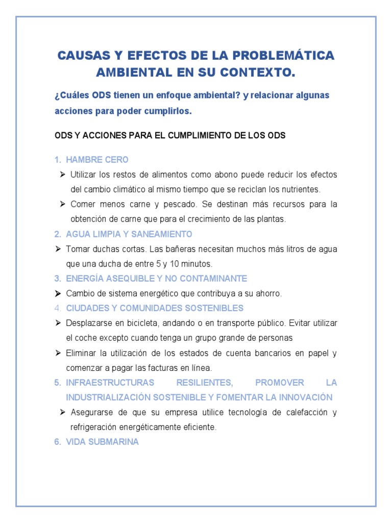 Causas y Efectos de La Problemática Ambiental en Su Contexto | PDF ...