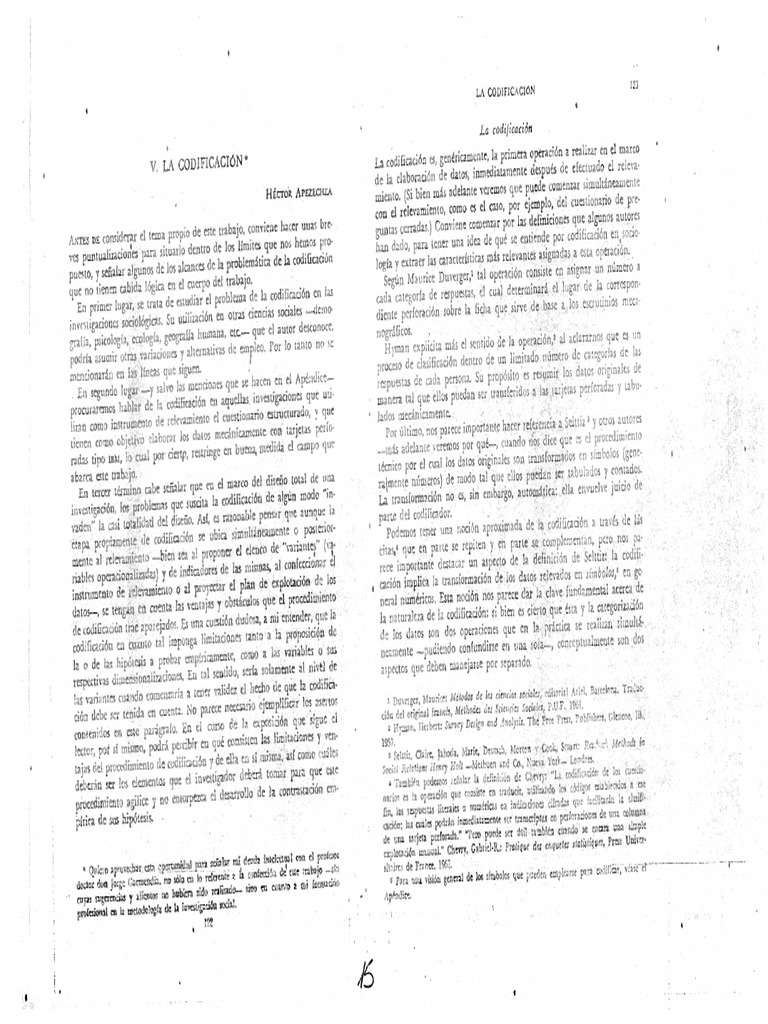 LA CODIFICACION Apezechea J PADUA TECNICAS DE INVESTIGACION APLICADAS J Padua Capitulo V | PDF