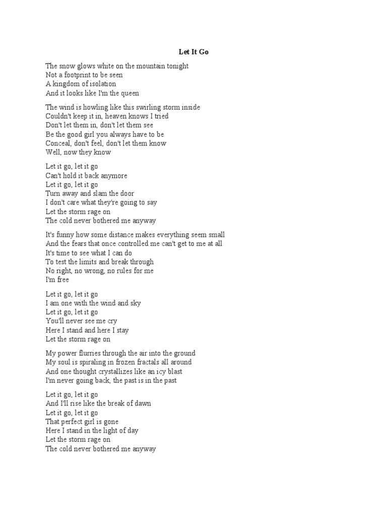 Let It Go Lyrics Analysis | PDF
