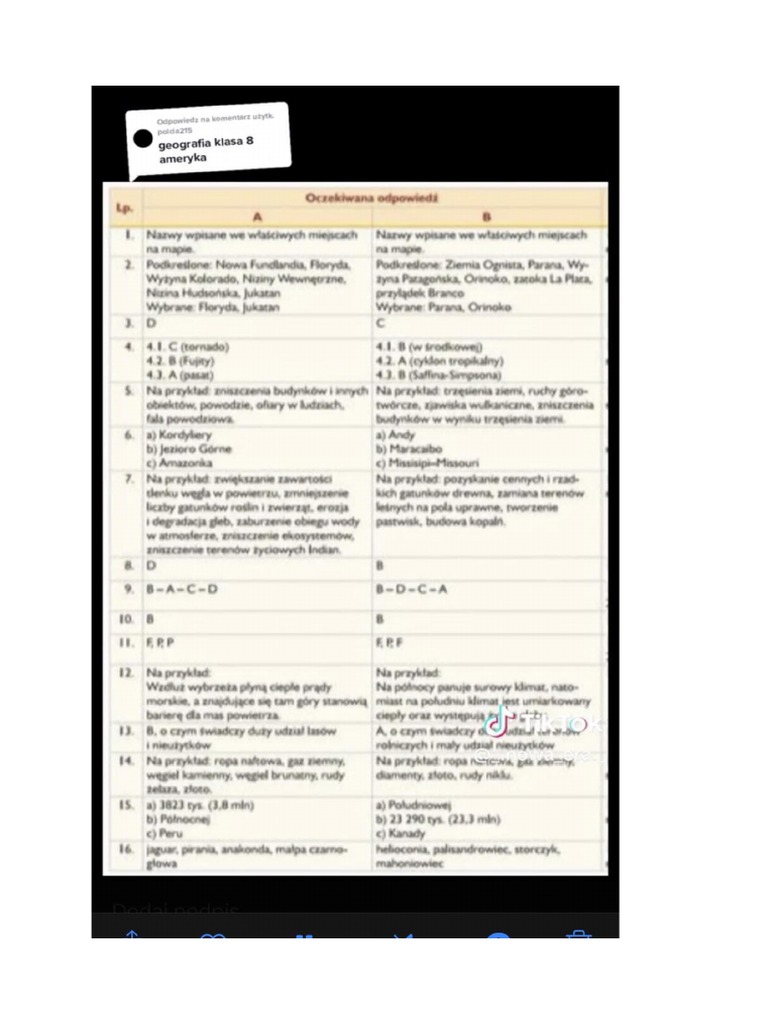 Geografia Klasa 8 Ameryka Północna I Ameryka Południowa Odpowiedzi | PDF