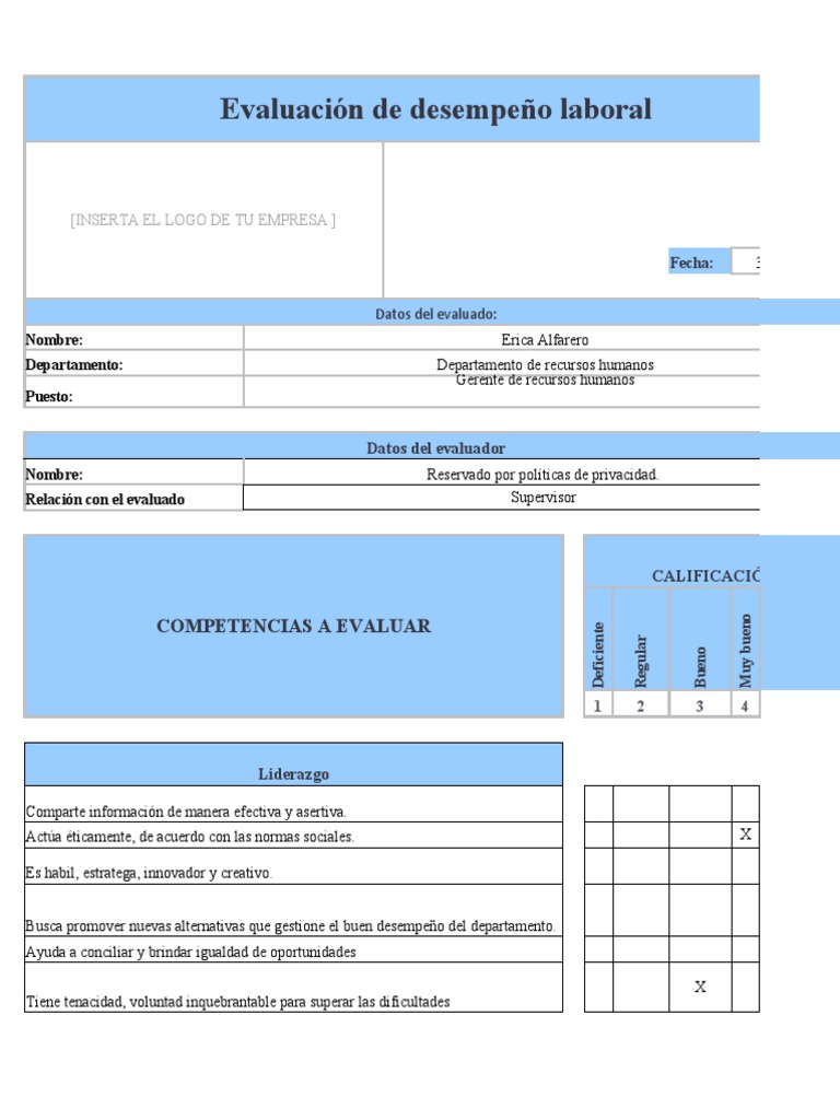 Formato de Evaluación de Competencias. | PDF | Gestión de recursos ...