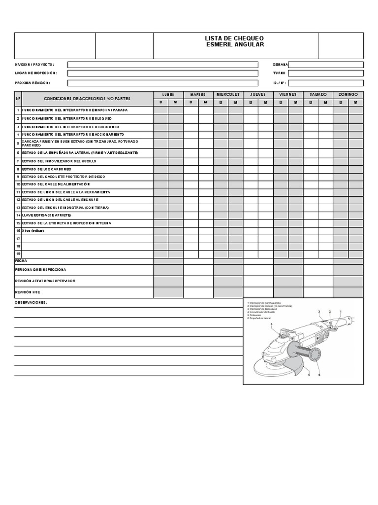 Check List Esmeril | PDF
