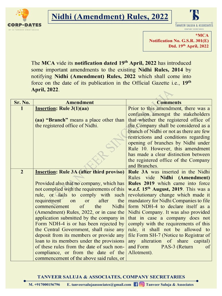 Nidhi (Amendment) Rule, 2022-1 | PDF
