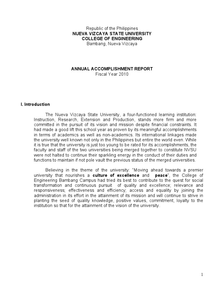 Annual Accomplishment Report-FY 2010 | Engineering | Science And Technology