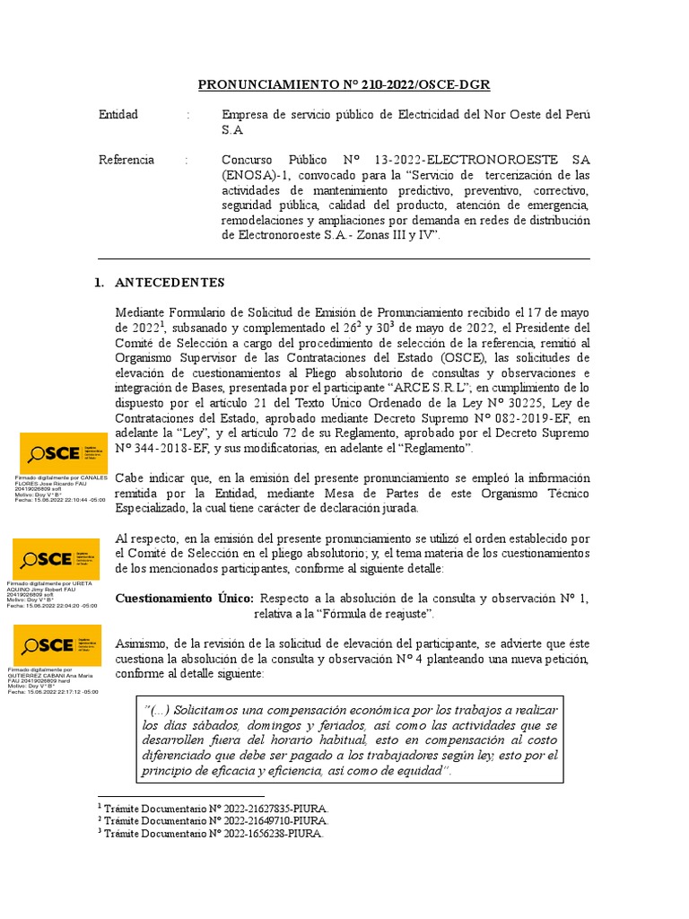 Osce DGR PDF | PDF | Oferta (economía)