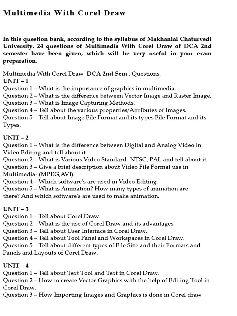 Multimedia With Corel Draw - Typing Exam | PDF
