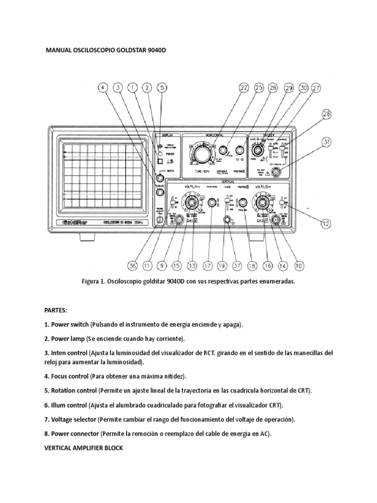 Manual Osciloscopio Goldstar 9040 | PDF | Ingenieria Eléctrica | Electricidad