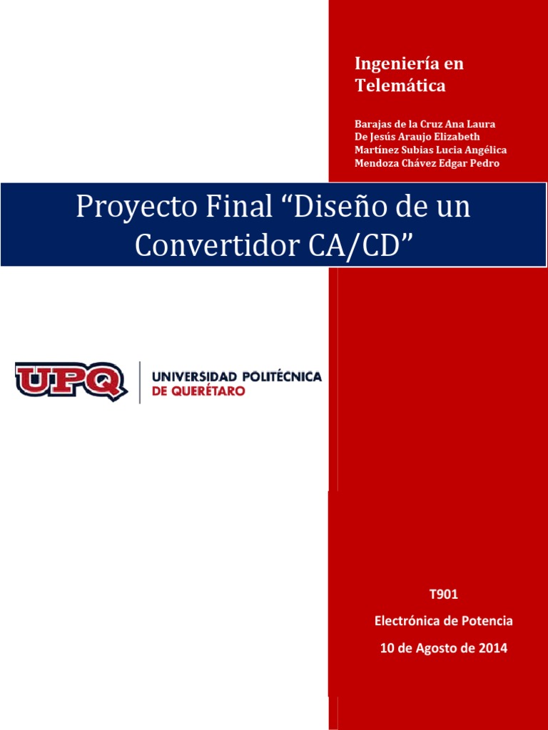 Diseño de Un Convertidor CA/CD | PDF | Rectificador | Transistor de ...