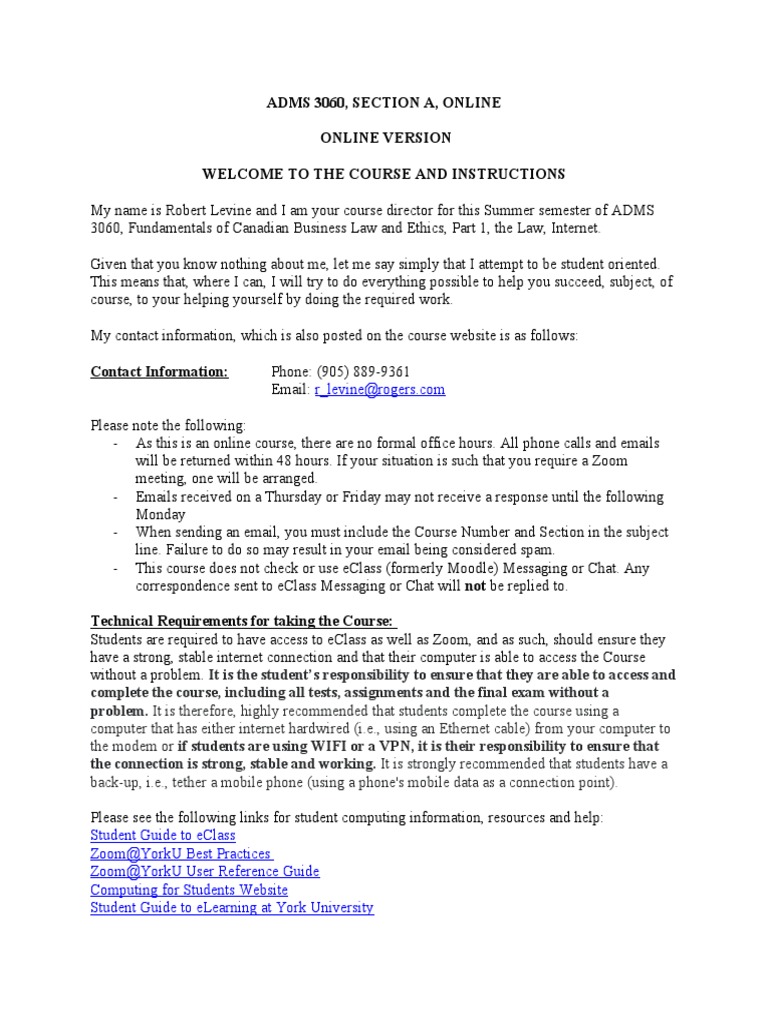 Summer 22-23 ADMS 3060 Welcome To The Course and Instructions | PDF ... Summer 22-23 ADMS 3060 Welcome To The Course and Instructions | PDF ...