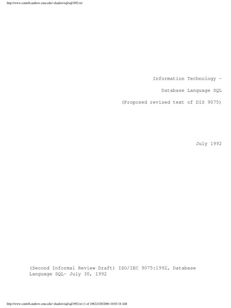 SQL 92 Iso Ansi | PDF