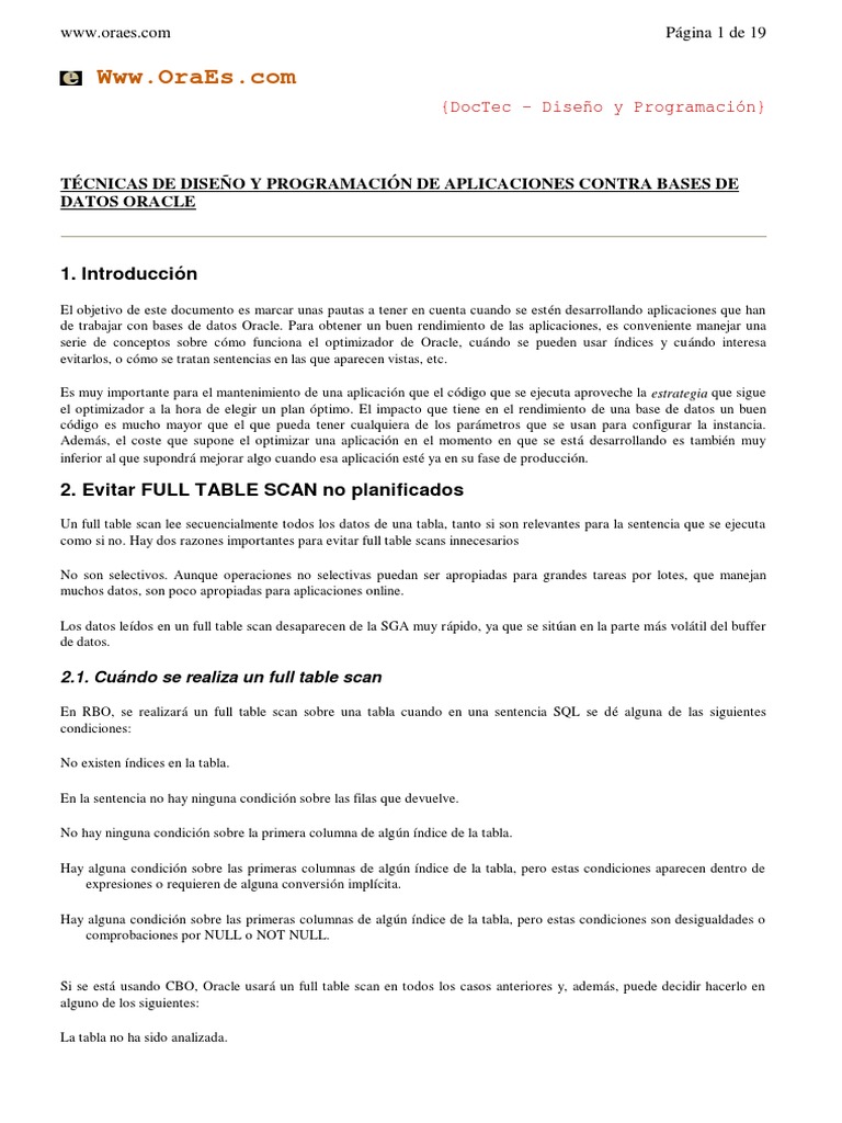 Tecnicas de Diseno y Programacion de Aplicaciones Contra Bases de Datos Oracle | PDF | SQL | Pl ...