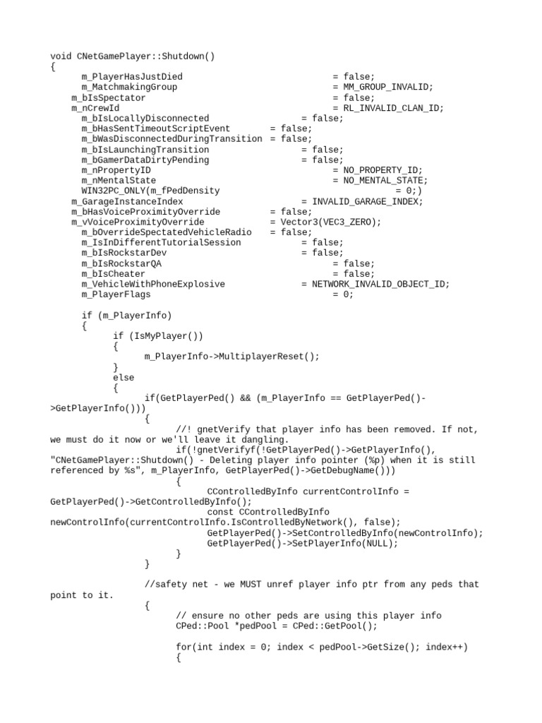 CNetGamePlayer Shutdown | PDF | Pointer (Computer Programming) | Computer Programming