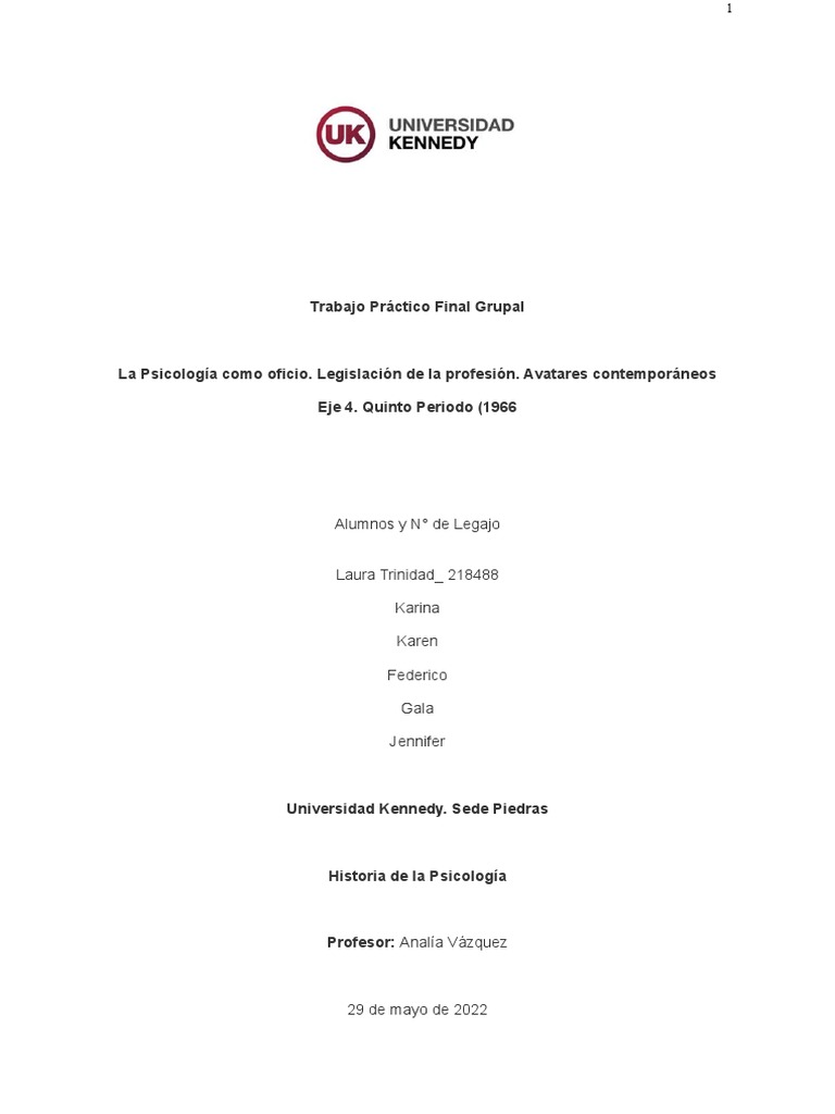 TP Final HIstoria de La Psicología (1966-1984) | PDF