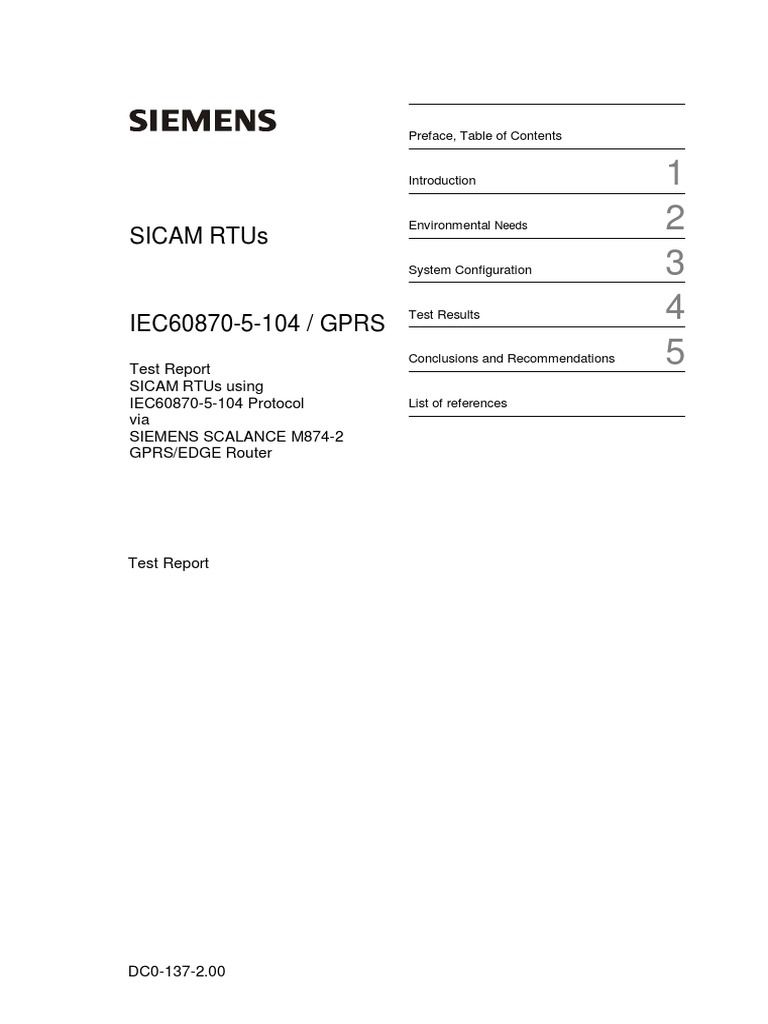 SICAM RTUs IEC _ GPRS. Test Report SICAM RTUs using IEC Protocol via ...