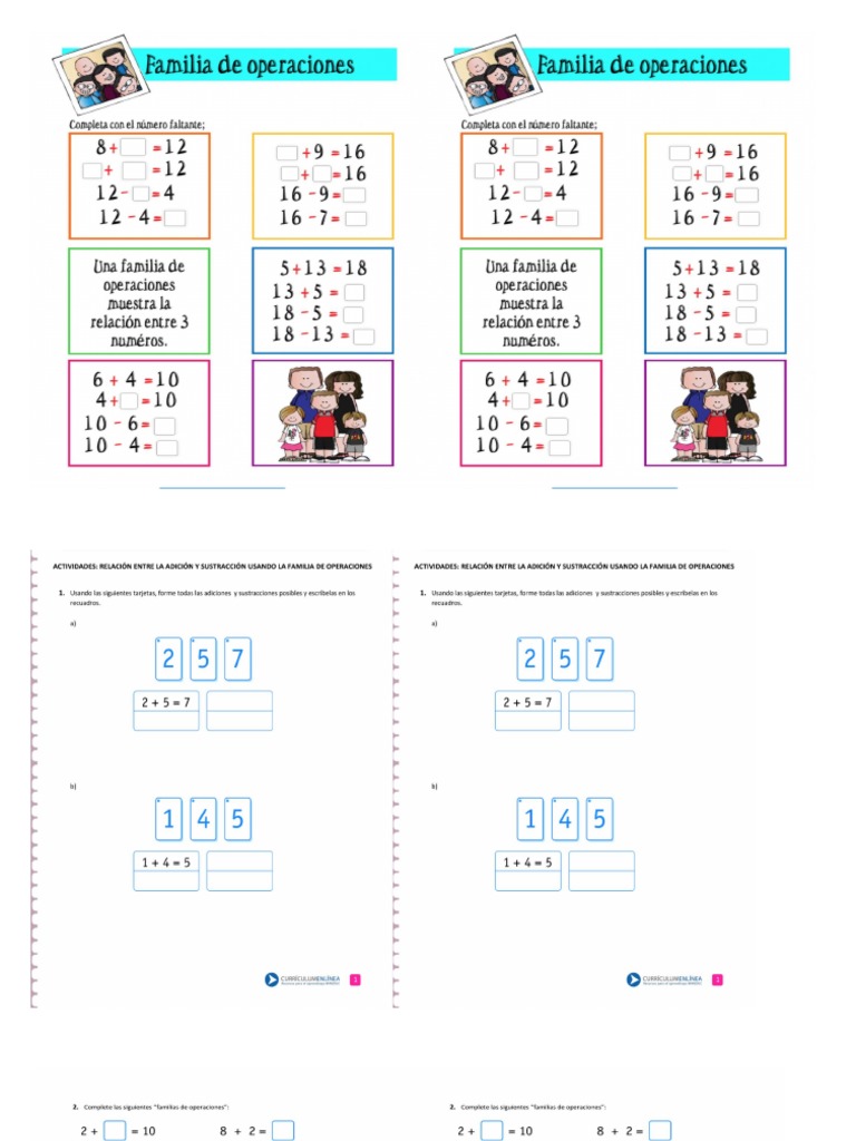 Matemática Familia de Operaciones | PDF