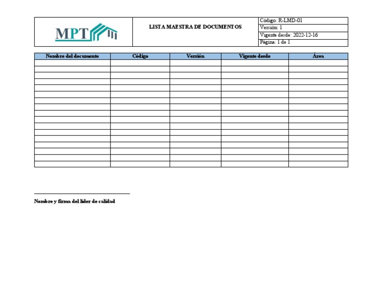 Lista Maestra de Documentos 2022 | PDF