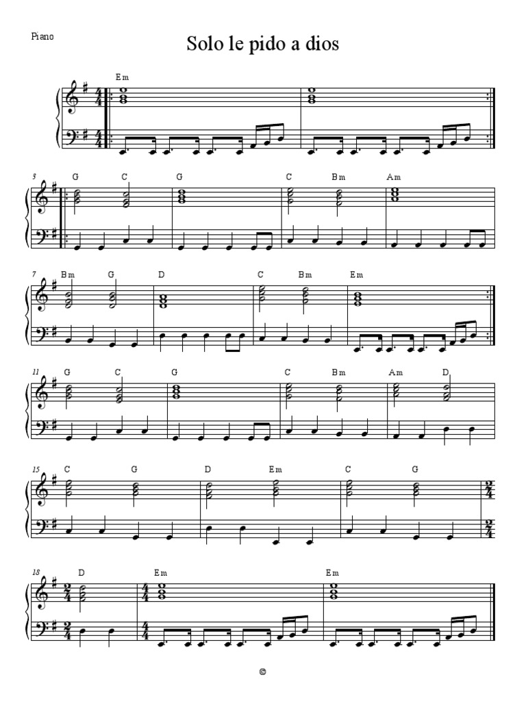 Piano-Solo Le Pido A Dios | PDF