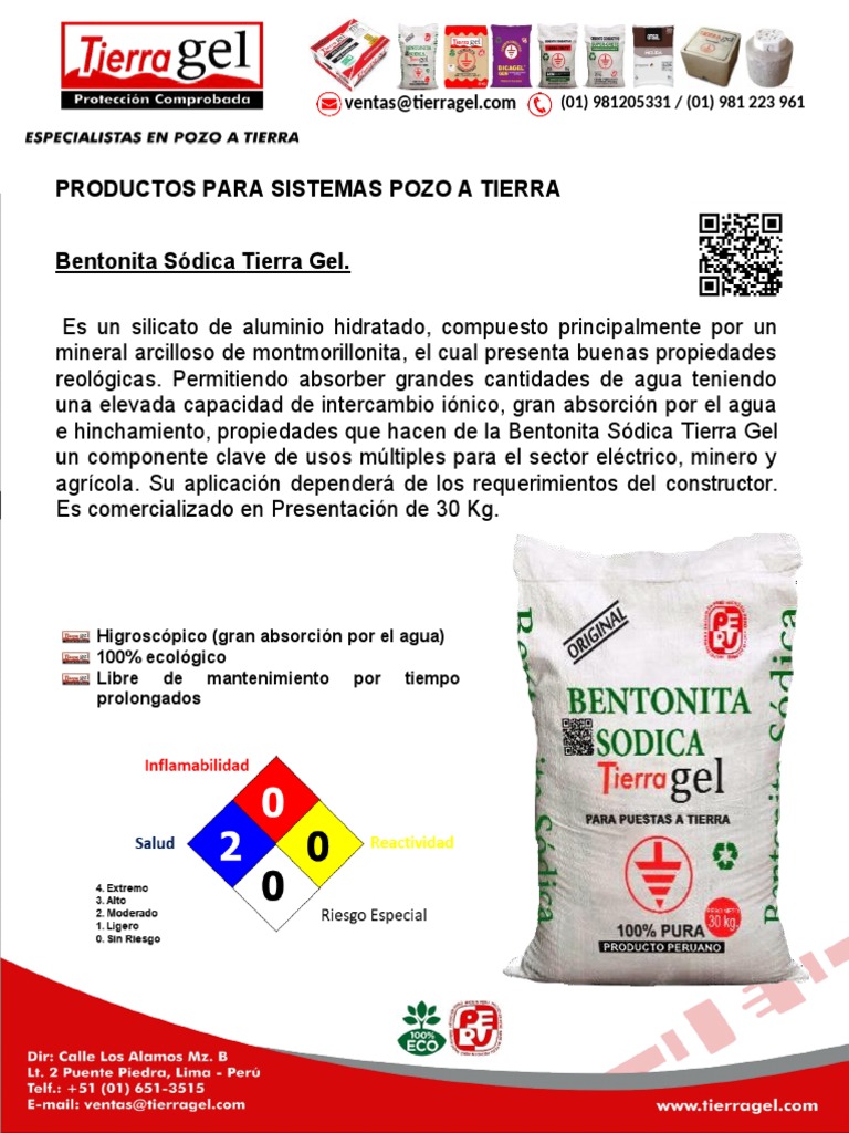 Bentonita Sodica 30KG - Tierra Gel | PDF