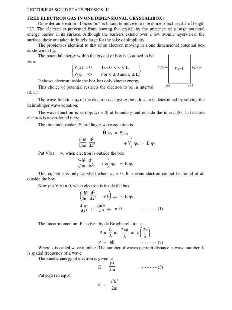 Lecture 05 Solid State Physics -II | PDF | Energy Level | Wave Function