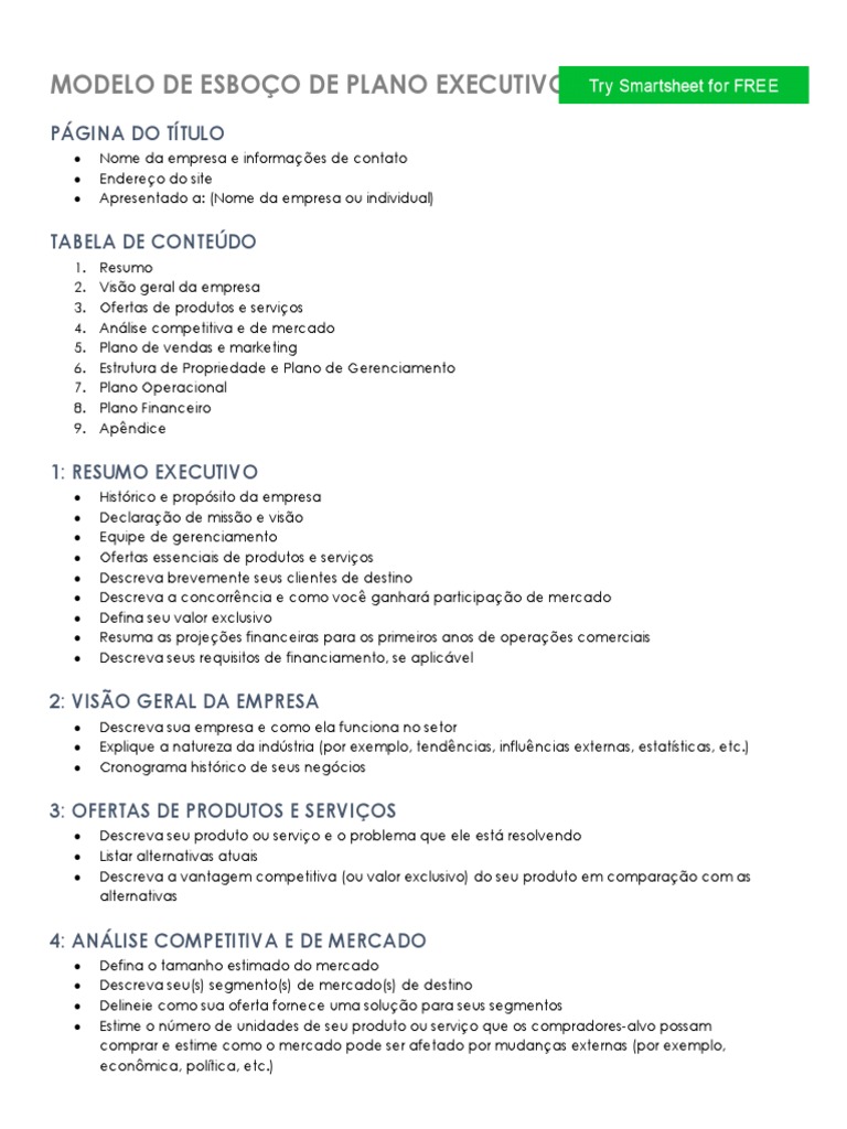 Modelo de Esboço de Plano Executivo Simples | PDF | Marketing | Mercado ... Modelo de Esboço de Plano Executivo Simples | PDF | Marketing | Mercado ...