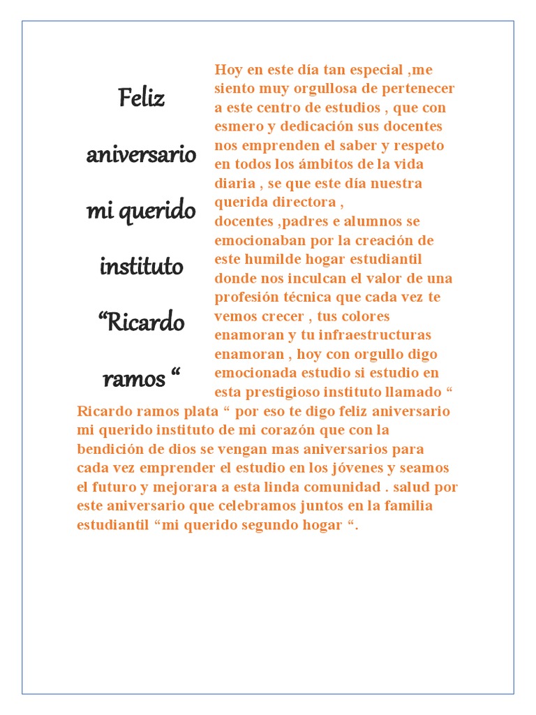 Tarea de Saludo Al Instituto | PDF