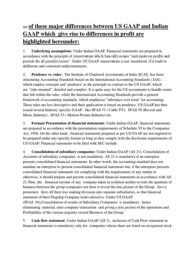 US GAAP vs Indian GAAP Differences | PDF | Expense | Goodwill (Accounting)