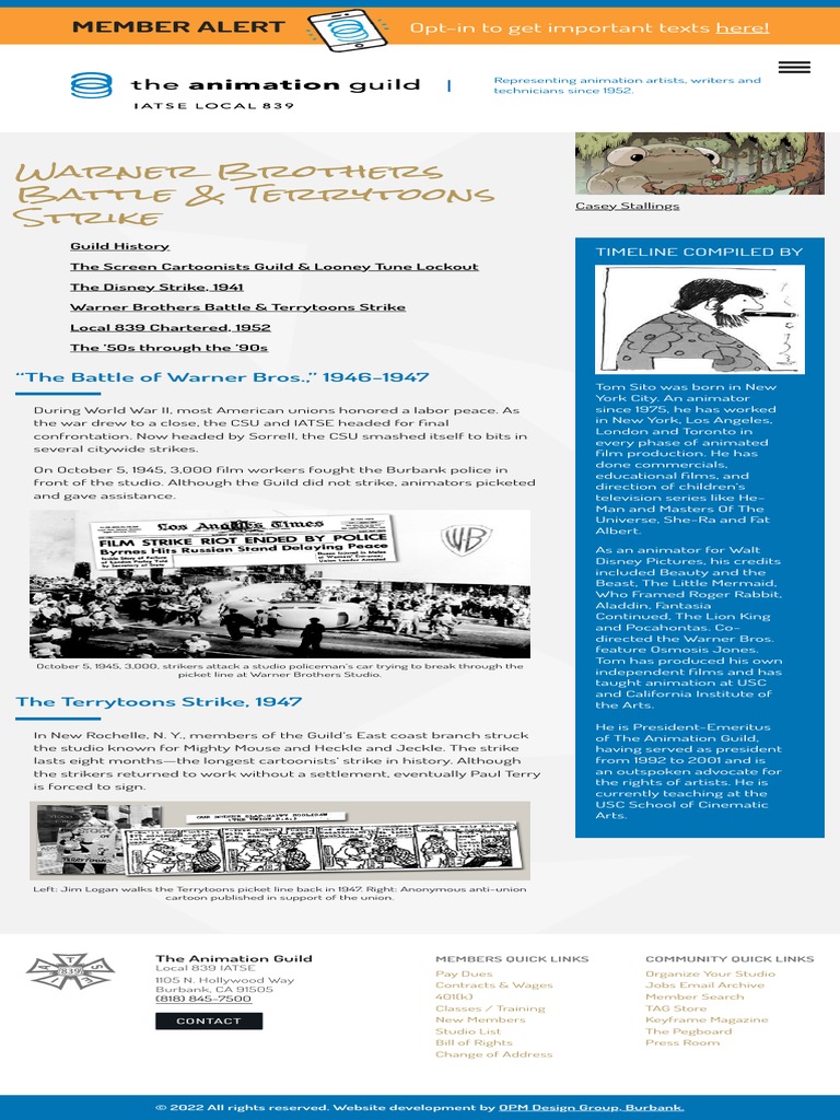 Warner Brothers Battle & Terrytoons Strike Animation Guild | PDF