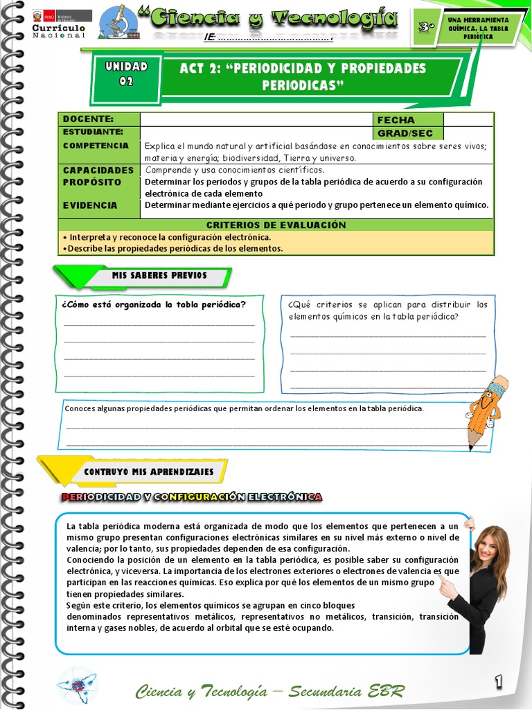 B-3º Act 2 Cyt Und 2 - Sem 2 | PDF | Ion | Configuración electronica