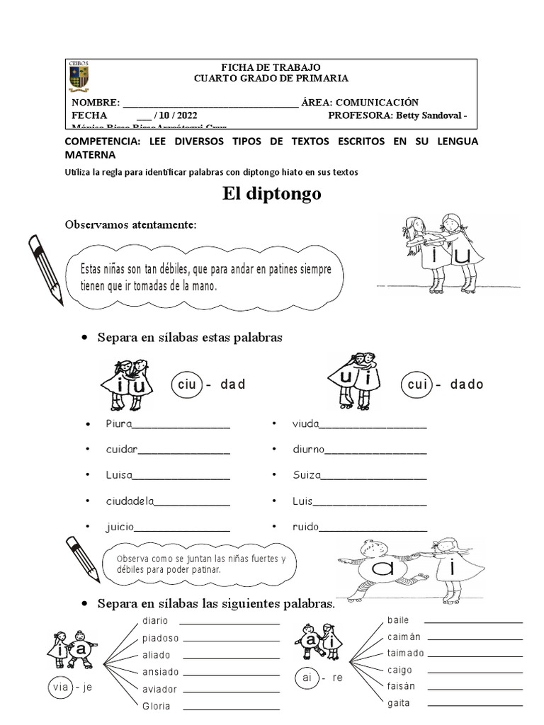 Ficha Del Diptongo | PDF