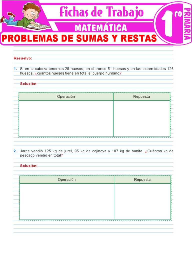 Sumas y Restas para Primer Grado de Primaria | PDF