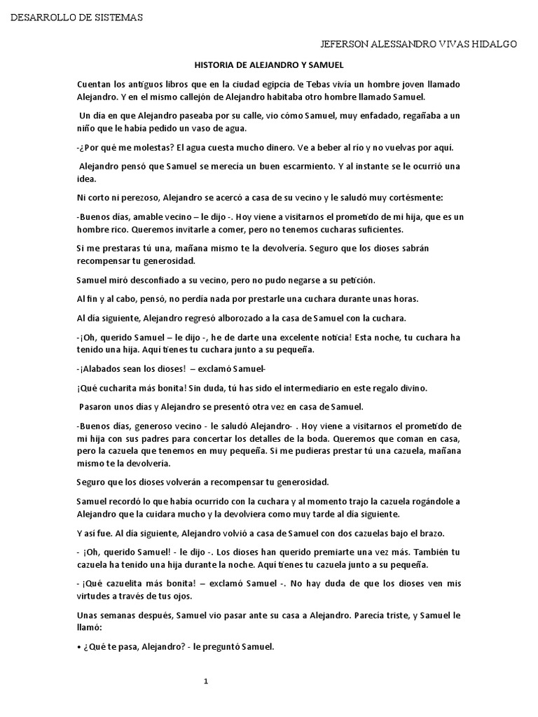 Lectura 2 HISTORIA DE ALEJANDRO Y SAMUEL | PDF