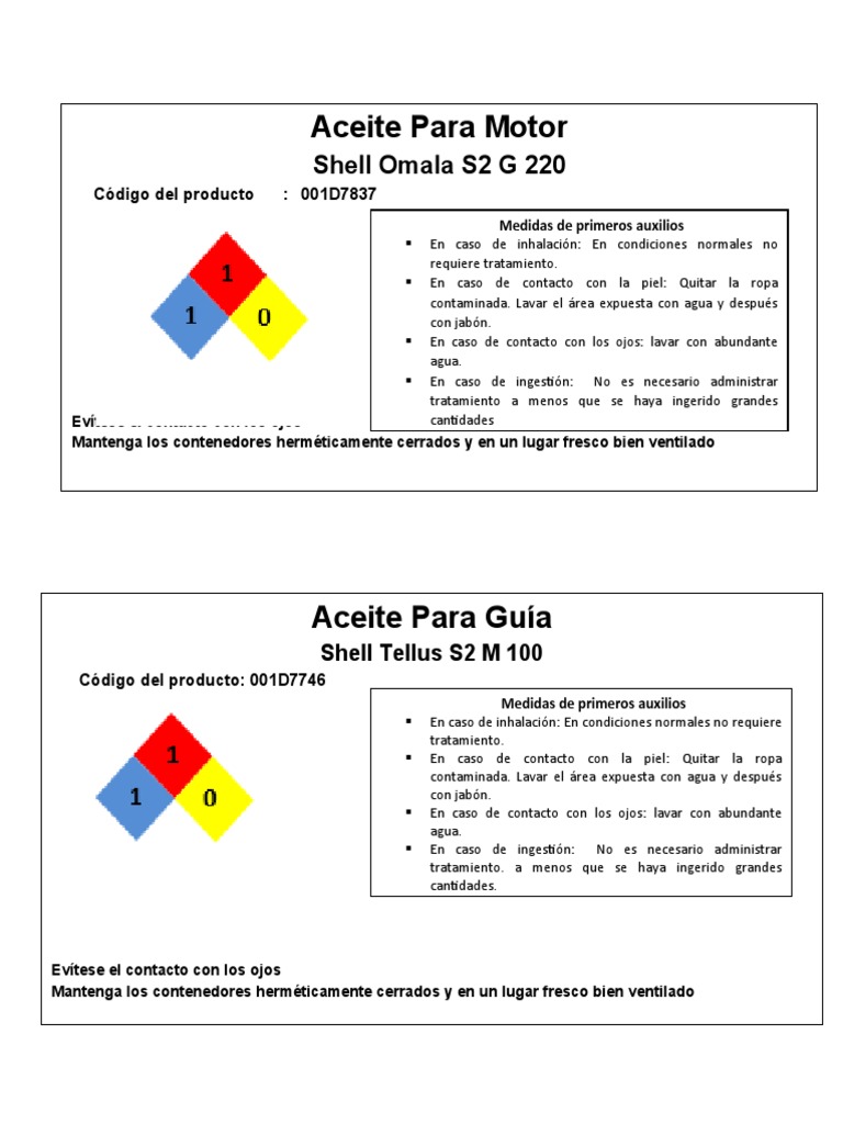 Etiquetas para Aceite2 | PDF | Agua | Primeros auxilios