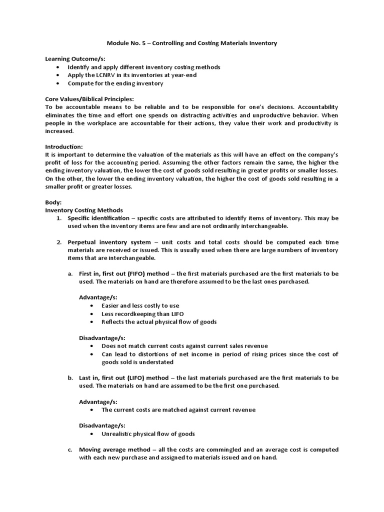 Inventory Costing Methods Explained Pdf Inventory Cost Of Goods Sold
