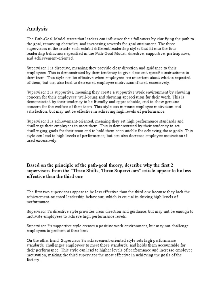 Path Goal Theory Case Study | PDF | Leadership | Motivational