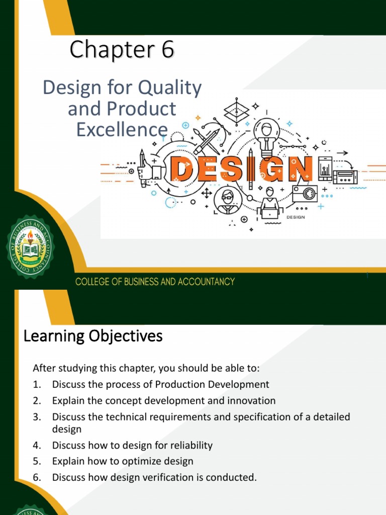 Chapter 6 Design For Quality & Product Excellence | PDF | Reliability ...