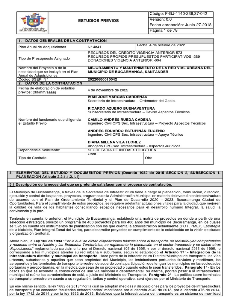 04.00. Estudios Previos RED VIAL URBANA 2023 - Definitivo | PDF ...