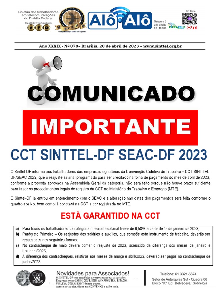 CCT Sinttel-Df Seac-Df 2023: Está Garantido Na CCT | PDF