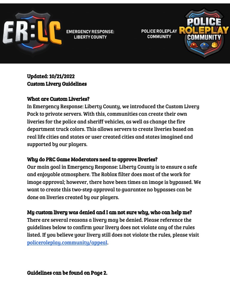 ERLC Custom Livery Guidelines | PDF