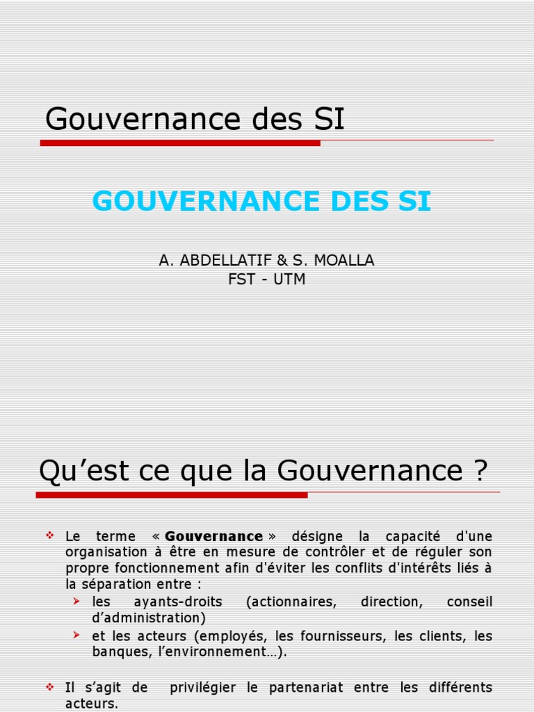 2 7cours Pilote Gouvernance SI UTM Oct 2018 | PDF | COBIT | Business