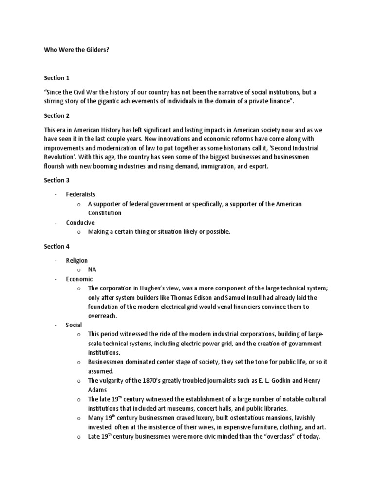 Who Were the Gilders One Pager | PDF | The United States | Economies