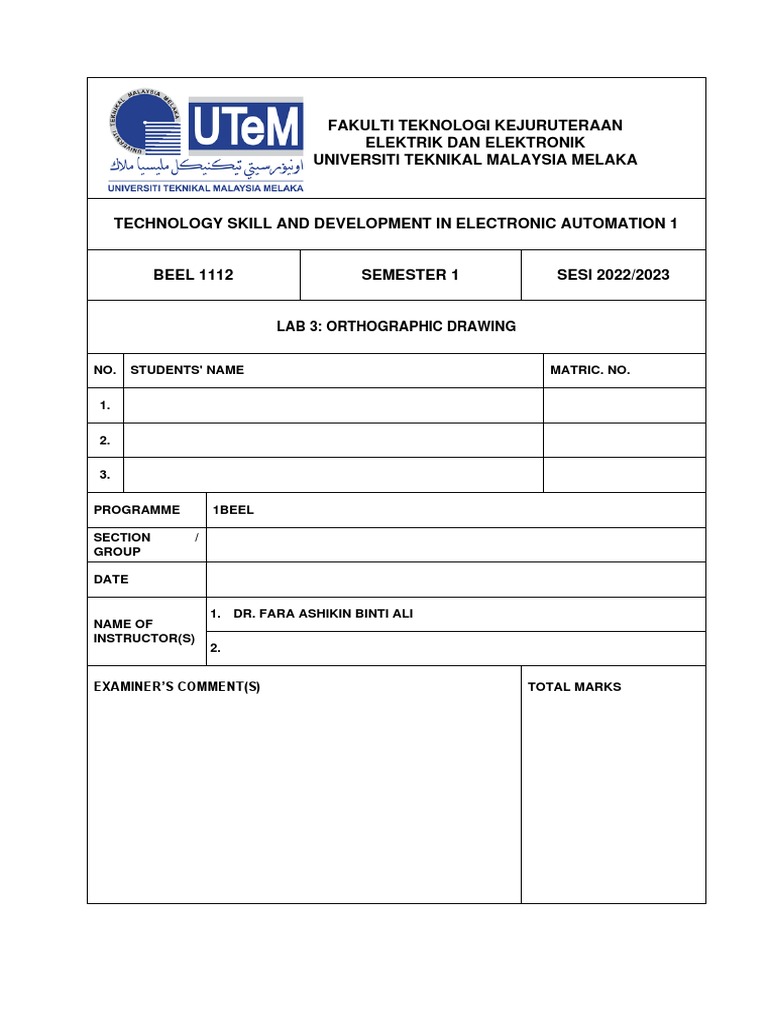 Lab 3 - Orthographics Drawing | PDF