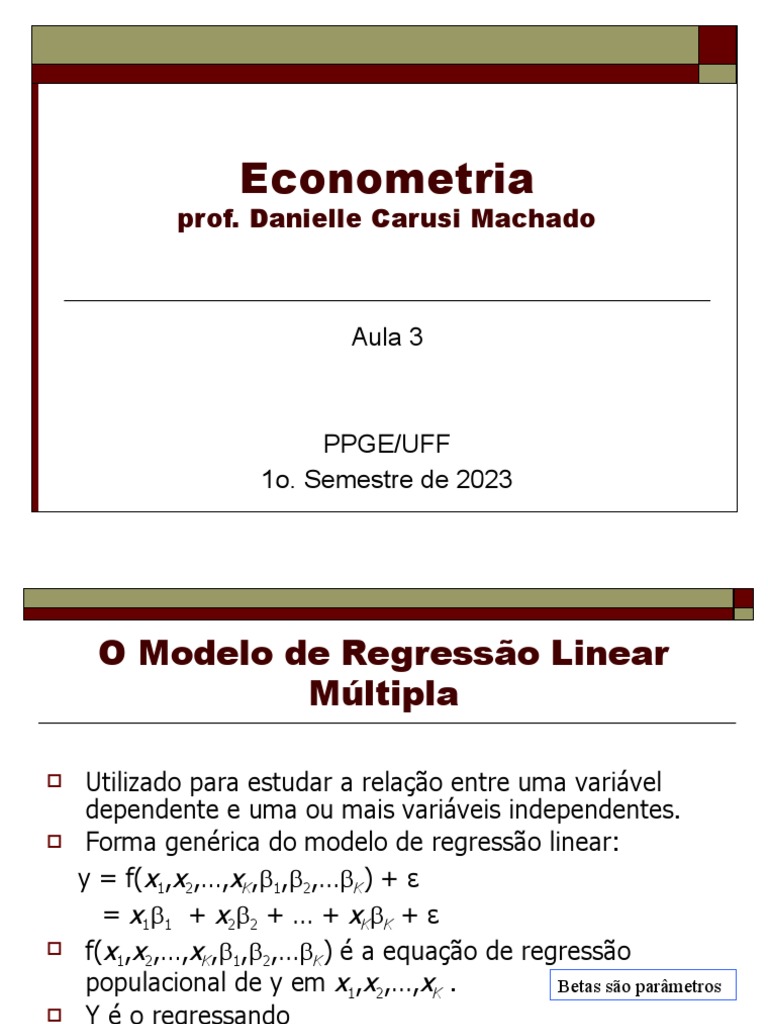 Aula3 2023 | PDF | Regressão linear | Estimador