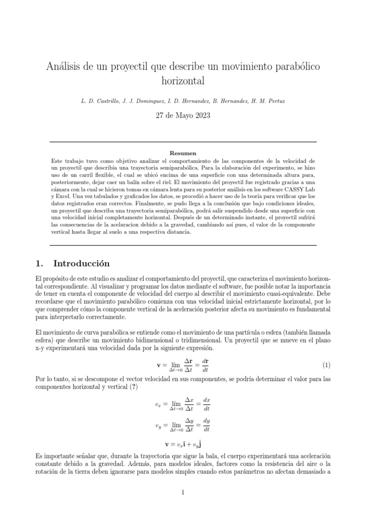 Análisis del Movimiento Parabólico | PDF