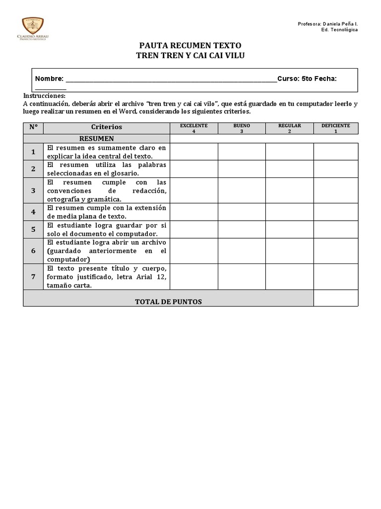 Pauta Evaluacion Analisis de Texto | PDF