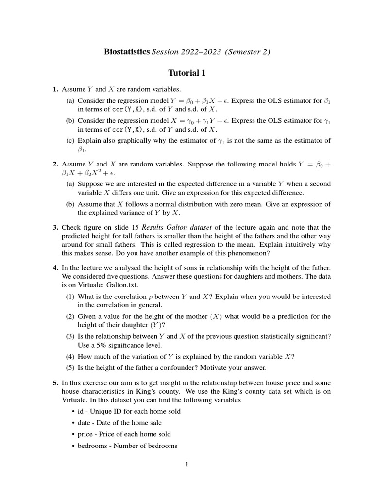 T1 Linear Regression Modelsfile Pdf Regression Analysis Ordinary Least Squares 
