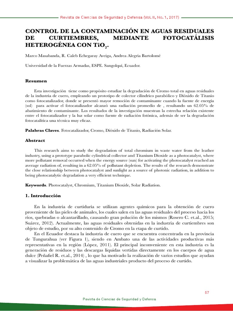 Fotocatálisis TiO2 para tratar aguas residuales | PDF | Velocidad de ...