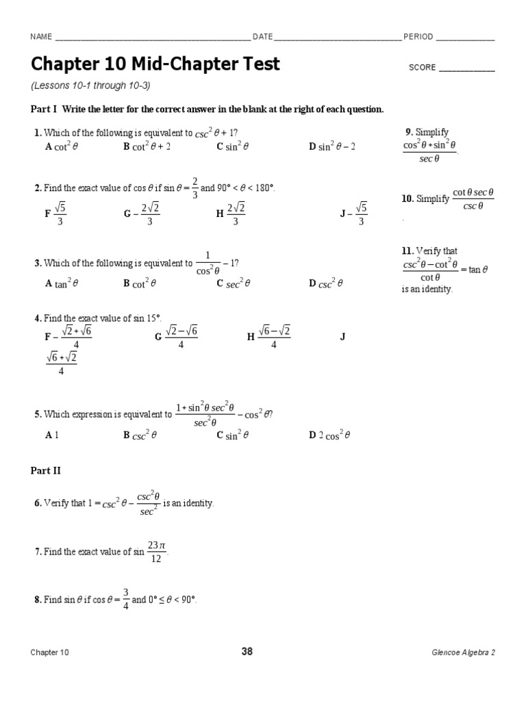Chapter 10 Mid-Chapter Geometry Test | PDF | Mathematics | Geometry